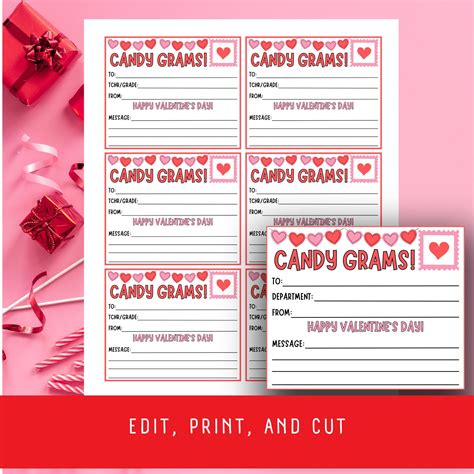 Valentine Gram Candy Gram Printable Valentine Candy Gram Candy Gram