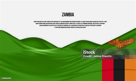 Zambia Flag Design Waving Zambia Flag Made Of Satin Or Silk Fabric