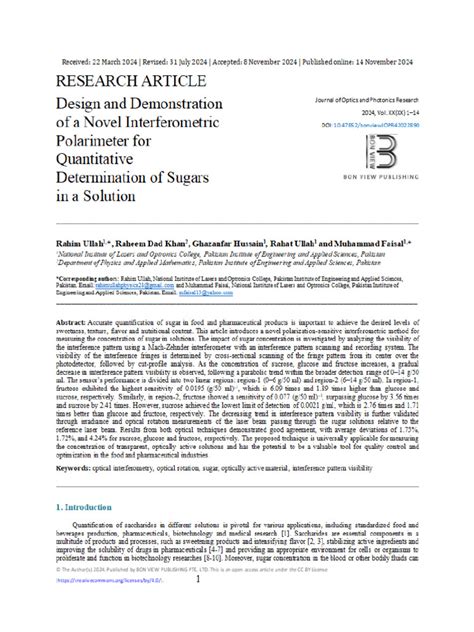 Ms Research Paper In Polarimetry And Interferometer Pdf