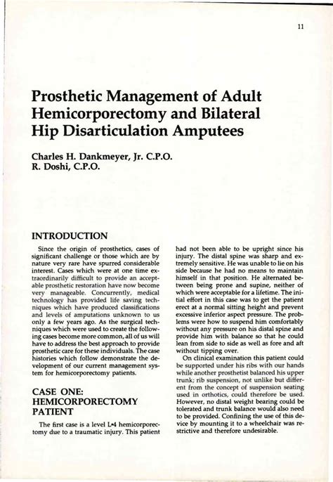 Prosthetic Management Of Adult Hemicorporectomy And Bilateral Hip