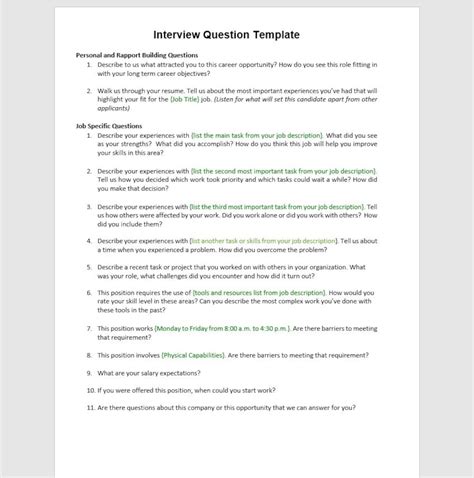 Interview Questions Interview Questions Template Interview Sample