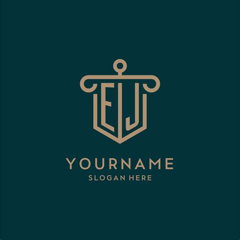 Ej Monogram Initial Logo Design With Shield And Pillar Shape Style 23607167 Vector Art At Vecteezy