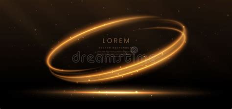 Elegant Golden Light Lines Background With Swirls On Dark Brown