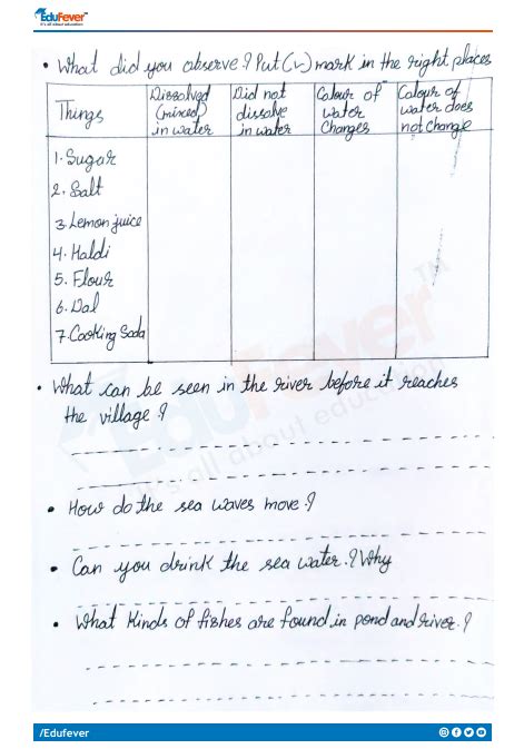 Cbse Class 4 Evs A Rivers Tale Worksheet With Solutions