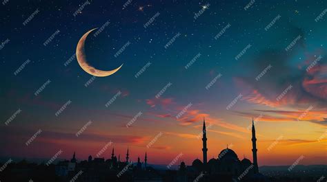 Crescent Moon And Star Symbolizing The Start Of The Hijri Calendar Year