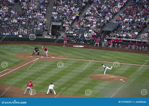 Seattle Mariners Vs La Angels 2015 Baseball Game Editorial Photo