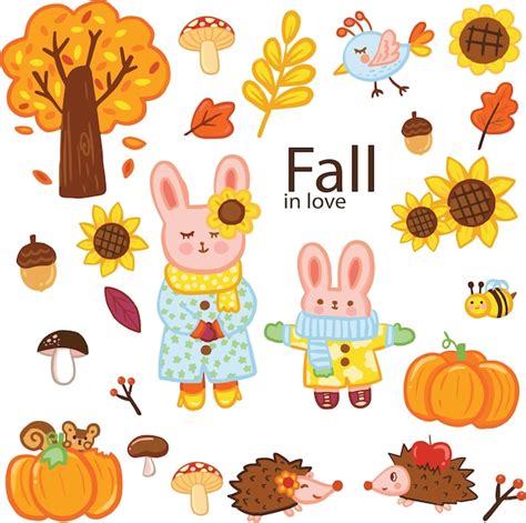 Premium Vector Fall Autumn Cartoon Vector Set