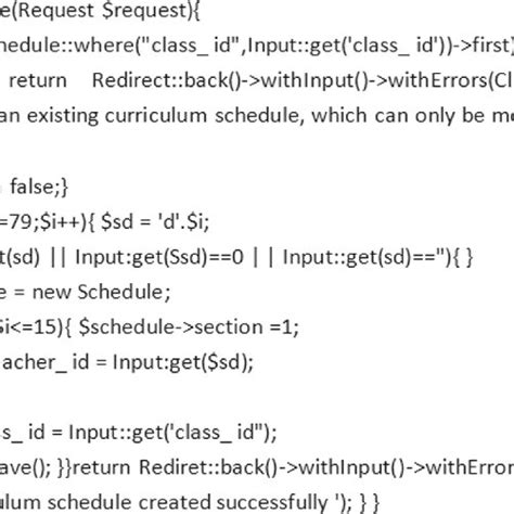 Key Code For Creating Curriculum Schedule Download Scientific Diagram