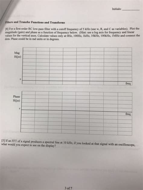 Solved For A First Order Rc Low Pass Filter With A Cutoff