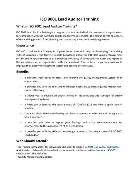 Ppt Iso 9001 Lead Auditor Certification Powerpoint Presentation Free
