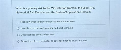 Solved What Is A Primary Risk To The Workstation Domain The