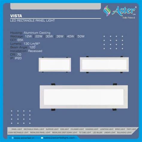 Above 25w Aster Rectangle Panel Light 50w Warm White At ₹ 2050nos In