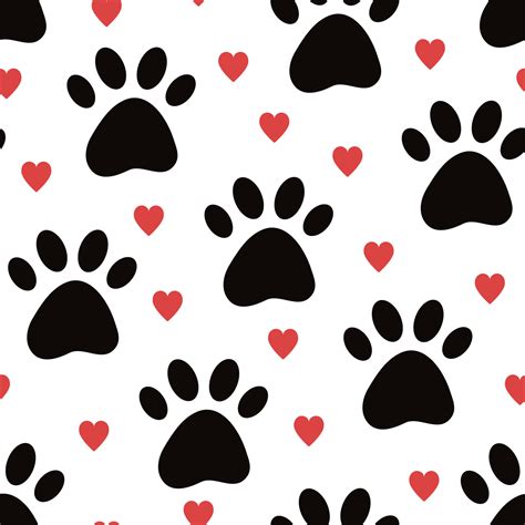 Download Paw Prints With Hearts On A White Background
