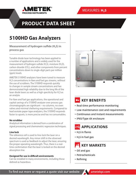 Product Data Sheet 5100hd Gas Analyzers Pdf Laser Carbon Dioxide
