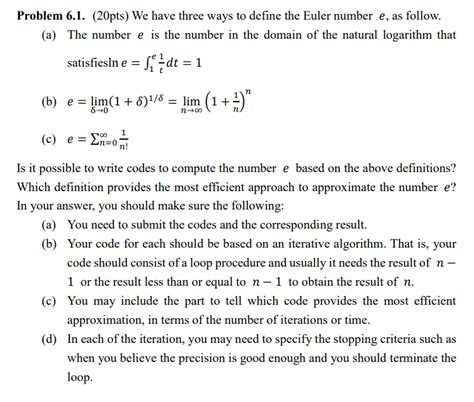 solved problem 5 ﻿define the euler number ﻿e ﻿as the