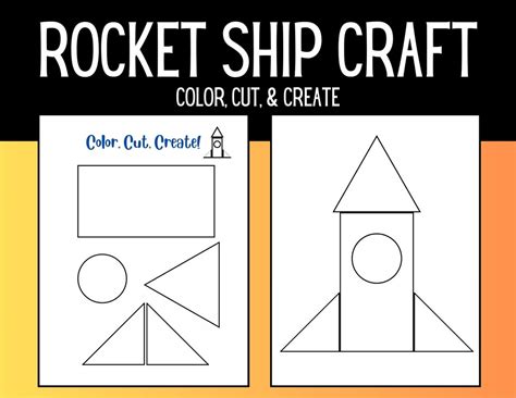 Rocket Ship Shapes Craft Printable Craft For Preschool Etsy
