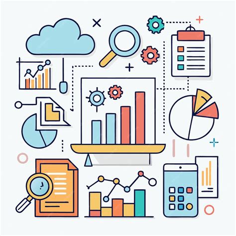 Colorful Illustration Of Charts Graphs And Data Analysis Tools