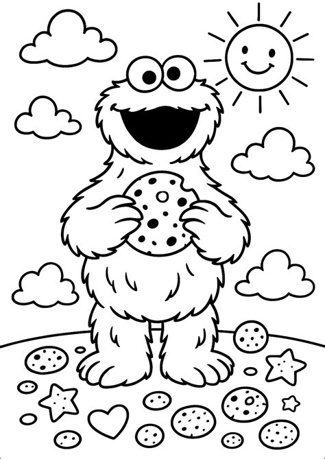 Cookie Monster Color Page Printable Planet