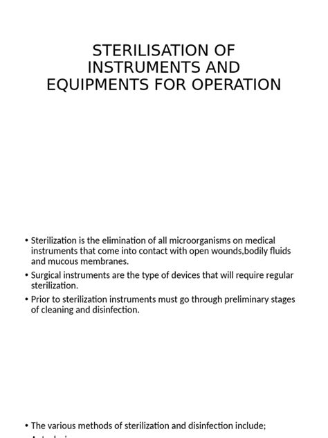 Sterilisation Of Instruments And Equipments For Operation Pdf