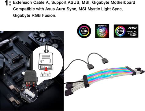 Buy Airgoo Diffused Addressable Rgb Dual 8 Pin 6 2 Gpu Cable Extension Kit For 5v 3 Pin Argb