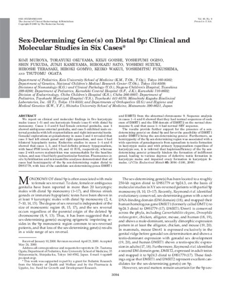 Pdf Sex Determining Genes On Distal 9p Clinical And Molecular