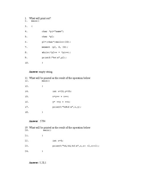 C Programming Output Examples And Explanations Pdf Computer