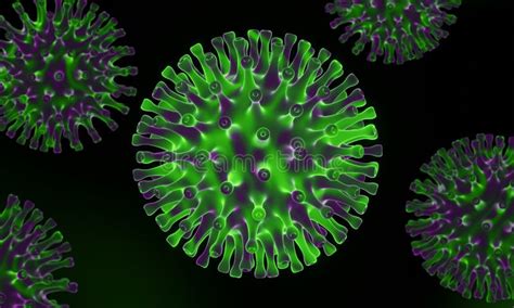 3d Microscopic Covid 19 Pandemic Green Omicron Virus Mutation Stock