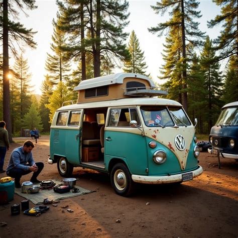Free Vintage Teal Adventure Image Volkswagen Campervan Teal