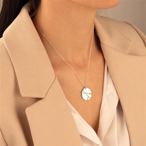 14k Kintsugi Disc Necklace Kintsugi Gold Necklace Japanese Jewelry