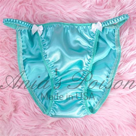 Satin Panties 80s Style Satin Silky Sissy Candy Teal Shiny Wetlook