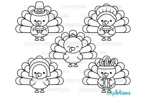 Turkey Day Clipart Thanksgiving Turkeys Digital Stamp