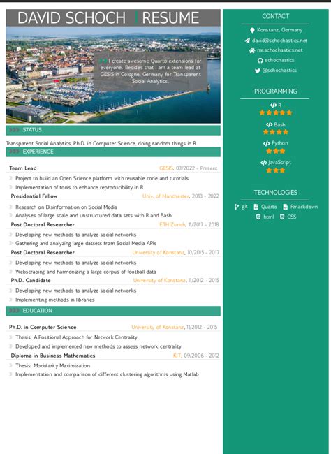 Create A Cv With Quarto · David Schoch