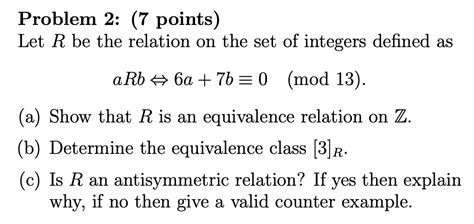 Solved Problem 2 7 Points Let R Be The Relation On The