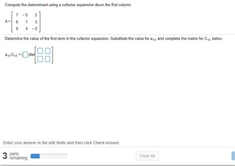 Solved Compute The Determinant Using A Cofactor Expansion Chegg Com