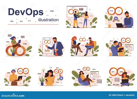 Devops Bundle Of Isometric Elements Startup Launch Software