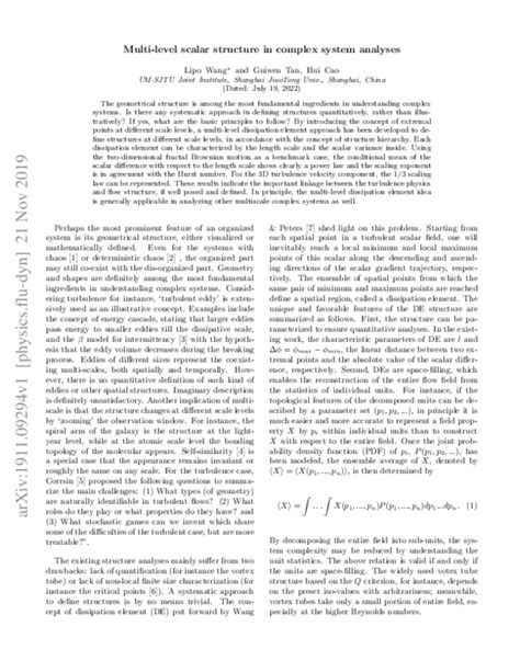 Pdf Multi Level Scalar Structure In Complex System Analyses
