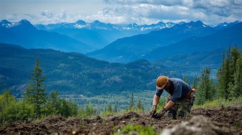 Free Man Planting Tree Image Mountains Landscape Planting