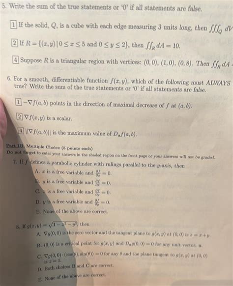 Solved Write The Sum Of The True Statements Or If Chegg