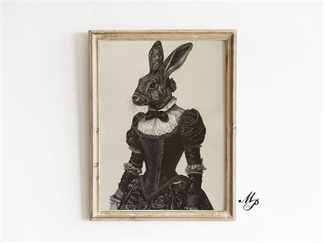 Victorian Rabbit Print Funny Bunny Art Fine Art Giclee Vintage