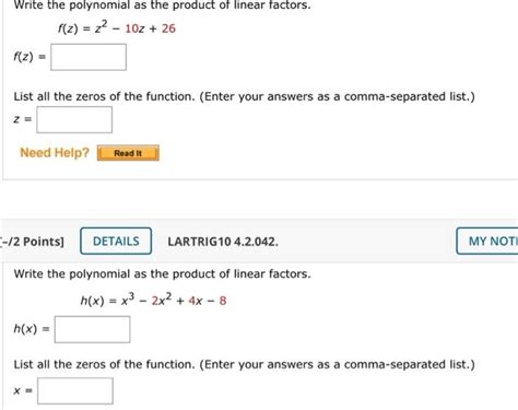 Solved Write The Polynomial As The Product Of Linear