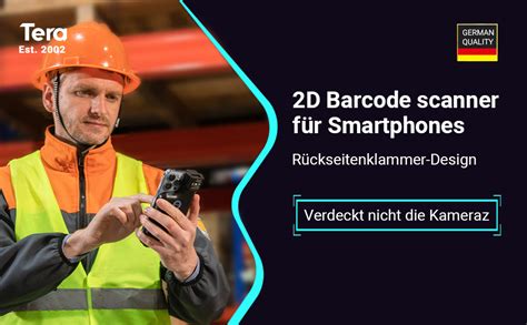 Tera Barcode Scanner Draagbare Achterclip Draadloos Met Bluetooth 1d