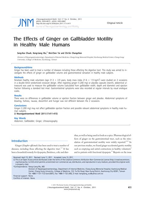 Pdf The Effects Of Ginger On Gallbladder Motility In Healthy Male Humans