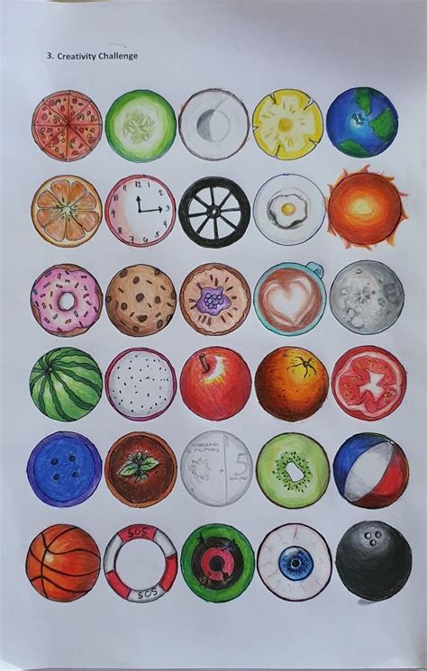 30 circles creativity challenge with doughnut drawing