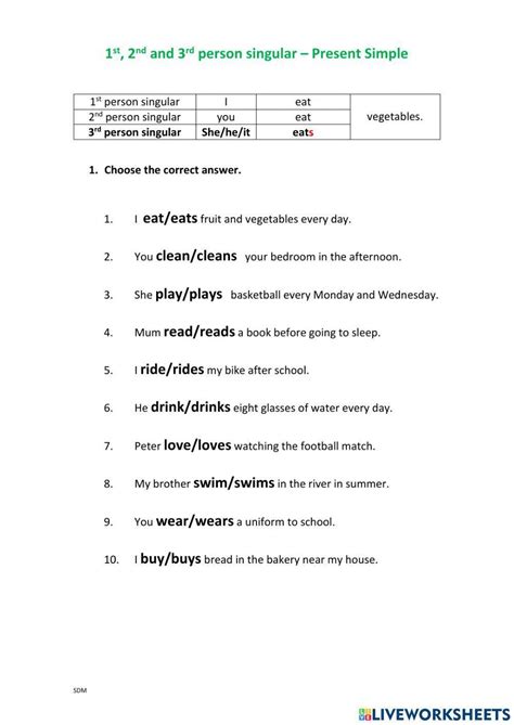 Third Person Singular Verbs Worksheets Action Verbs 3rd Person Esl