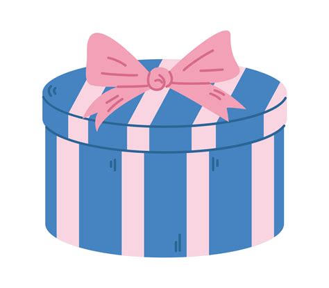 Vector Striped T Box Round Box With Bow Blue And Pink Present T For Christmas Birthday