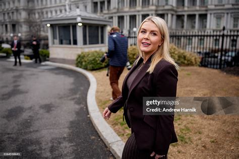 White House Press Secretary Karoline Leavitt Speaks To A Reporter As