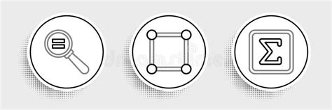 Set Line Sigma Symbol Calculation And Geometric Figure Square Icon