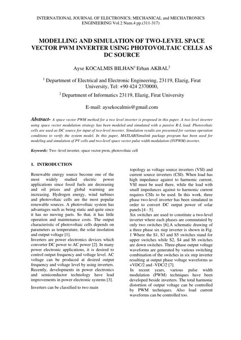 Pdf Modelling And Simulation Of Two Level Space Vector Pwm Inverter