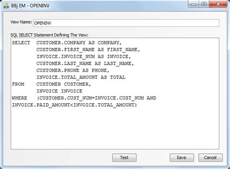 Em Java App Database Views Tab