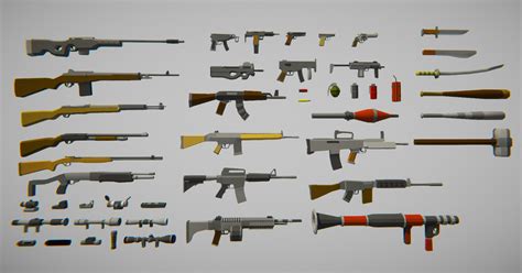 polygonal modern weapons asset package 3d weapons unity asset store